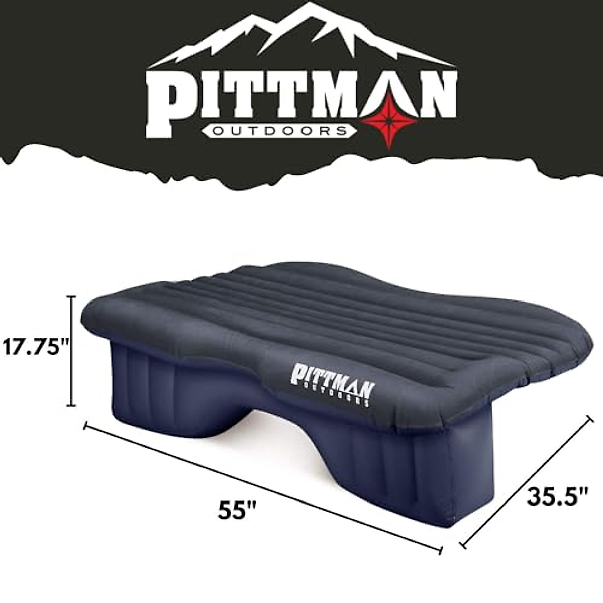 Pittman Outdoors AirBedz Inflatable PVC Rear Seat Air Mattress, Black - Mid-Size Fits Jeeps, Car, SUV’s & Mid-Size Trucks, Comes with Portable DC Air Pump