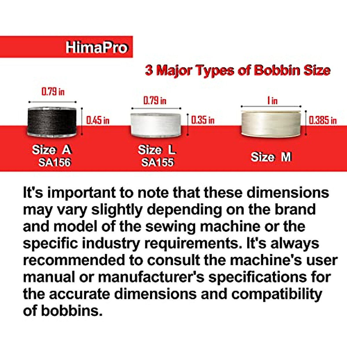 HimaPro 144 White Prewound Bobbins for Embroidery Machines Size L (SA155) Cardboard Sided Good for Brother, Babylock, Janome, Bernina, Husqvarna, Pfaff Embroidery Machines Etc (White) - 60 Weight