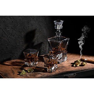 Barski - European Quality Glass - Crystal - Set of 6 - Square Shaped - Double Old Fashioned Tumblers - DOF - 11.7 oz. - with Platinum Ice Cubes Design - Glasses are Made in Europe