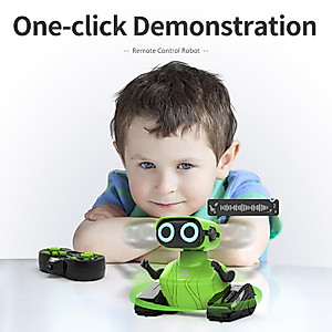 GILOBABY Robot Toys, Remote Control Robot Toy, RC Robots for Kids with LED Eyes, Flexible Head & Arms, Dance Moves and Music, Birthday Gifts for Boys Ages 3+ Years (Green)