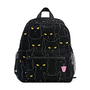 Fisyme Toddler Backpack Black Cats Pattern School Bag Kids Backpacks for Kindergarten Preschool Nursery Girls Boys, M