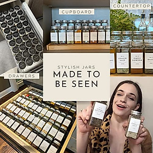 FINESSY Spice Jars With Label Spice Organizer for Cabinet, 24 pcs Seasoning Organizer Seasoning Jars Spice Containers, Empty 4 oz Glass Spice Jars Labels Minimalist, Spice Set Spice Bottles