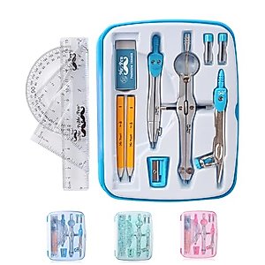Mr. Pen- Geometry Set, 13 pcs, Compass for Geometry, Protractor Set, Geometry Kit Set with Shatterproof Storage Box, Geometry Kit, Drawing Tools, Drafting Set, Drafting Tools & Drafting Kits (Blue)