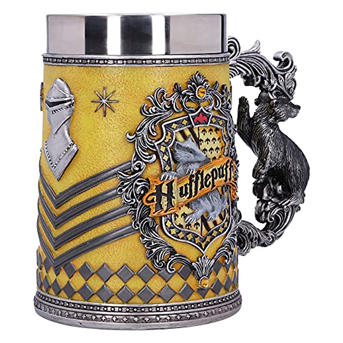 Nemesis Now Harry Potter Hufflepuff Hogwarts House Collectible Tankard, 1 Count (Pack of 1), Yellow Silver