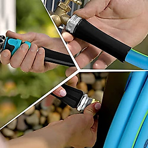 Giiwi Upgraded Hybrid Garden Hose 50 ft x 5/8", Heavy Duty, Super Flexible, Lightweight, All-weather Outdoor Non-Kinking Water Hose, Burst 600 PSI