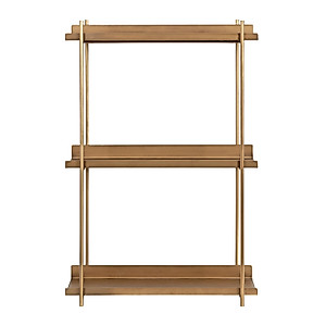 Kate and Laurel Dominic Modern Metal Bathroom Shelf, 20 x 7 x 30, Dark Gold, Sleek Glam 3-Tier Floating Shelves for Wall Decor, Display, and Over Toilet Storage