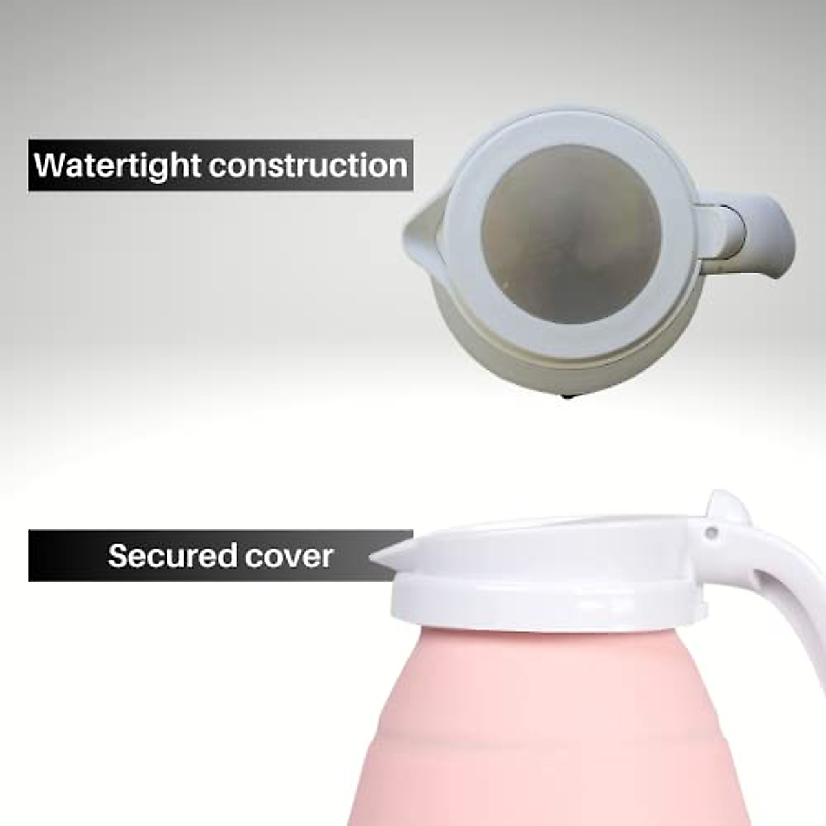 Travel Collapsible Electric Kettle with Collapsible Cup - Portable Foldable Small Electric Kettle with Quick Boiling Water Tech, BPA Free, 110V Voltage, US Plug, 600ML (Pink & Pink)