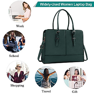 Laptop Bag for Women Leather Work Tote 15.6 Inch Laptop for Computer Bag Waterproof Business Office Professional Large Capacity Handbag Shoulder Bag
