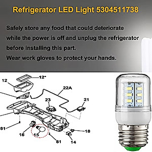 Saiyugty 5304511738 PS12364857 AP6278388 3.5w Refrigerator Light Bulb Compatible with Frigidaire Electrolux Kei D34l Refrigerator ac 100-265v Refrigerator Light Bulb, 1 Pack