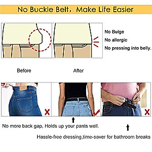 No Buckle Elastic Stretch Belts for Men and Women, Comfortable Invisible Belts for Jeans Pants (I-Black+Coffee, L-XXL:Waist size 34''-48'')