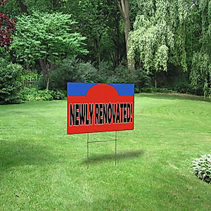 Plastic Weatherproof Yard Sign Newly Renovated Red Blue Apartment Brown Apartment for Rent for Sale Sign Multiple Quantities Available 24INx18IN Two Sides Print Set of 2