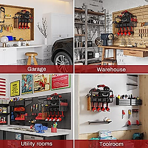 CWLOTAC Power Tool Organizer - 3 Layer Wall Mounted Tool Organizers and Storage, Drill Holder Wall Mount, Utility Storage Rack for Cordless Drill Charging Station Screwdriver