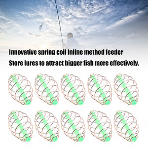 SPYMINNPOO Carp Fishing Feeder,10PC Spring Coil Inline Method Feeder Coil Inline Metal Bait Thrower Feeder Fishing Tackle Fishing Feeder Basket Fishing Accessories Tackle(M)