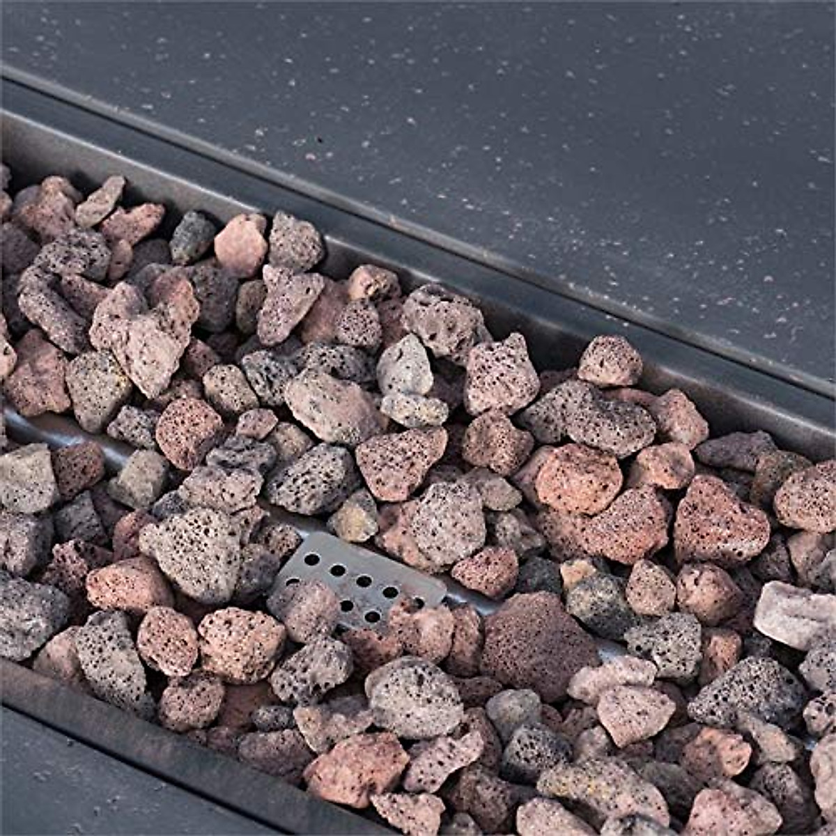 Afuera Living 56'' Patio Concrete Fire Pit Table, Rectangular Outdoor Fire Tank Table, Propane Gas Cover Included, Light Weight, Dark Grey, 56''L x 20''W x 15''H