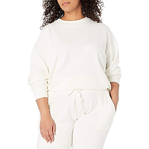 The Drop Women's Margot Loose Long Sleeve Crewneck Drop Shoulder Sweatshirt, Ivory, M