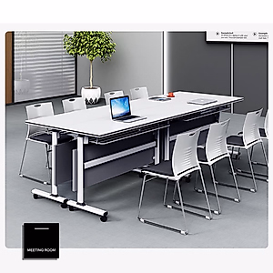 Foldable Meeting Table Set of 3,Flip Top Mobile Training Table with Modesty and Lockable Wheels, for Conference Rooms,Training Rooms,Media Centers,Classrooms