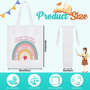 Amylove 8 Pcs Teacher Appreciation Gifts Canvas Tote Bags Bulk Thank You Teacher Bag Rainbow Inspirational Handbag(Classic)