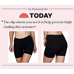 Emprella Slip Shorts 3-Pack Black Bike Shorts Cotton Spandex Stretch Boyshorts For Yoga,Black,Large