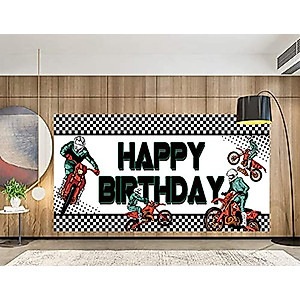 Large Motocross Happy Birthday Banner | Motocross Birthday Party Supplies Decoration | Motocross Birthday Party Backdrop Background - 6.6 x 3.3 FT