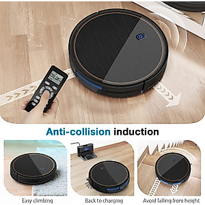 Robot Vacuum, 2100Pa Robotic Vacuum Cleaner with Triple-Filter System, 120-min Runtime Smart Robot Vac Good for Pet Hair, Carpets, Hard Floors, Self-Charging