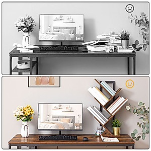 HOOBRO Tree Bookshelf, 5-Tier Bookcase Wooden Shelves, Floor Standing Storage Rack, for Display of CDs, Books in Living Room, Home Office, Wood Storage Rack for Bedroom, Rustic Brown BF04SJ01G1