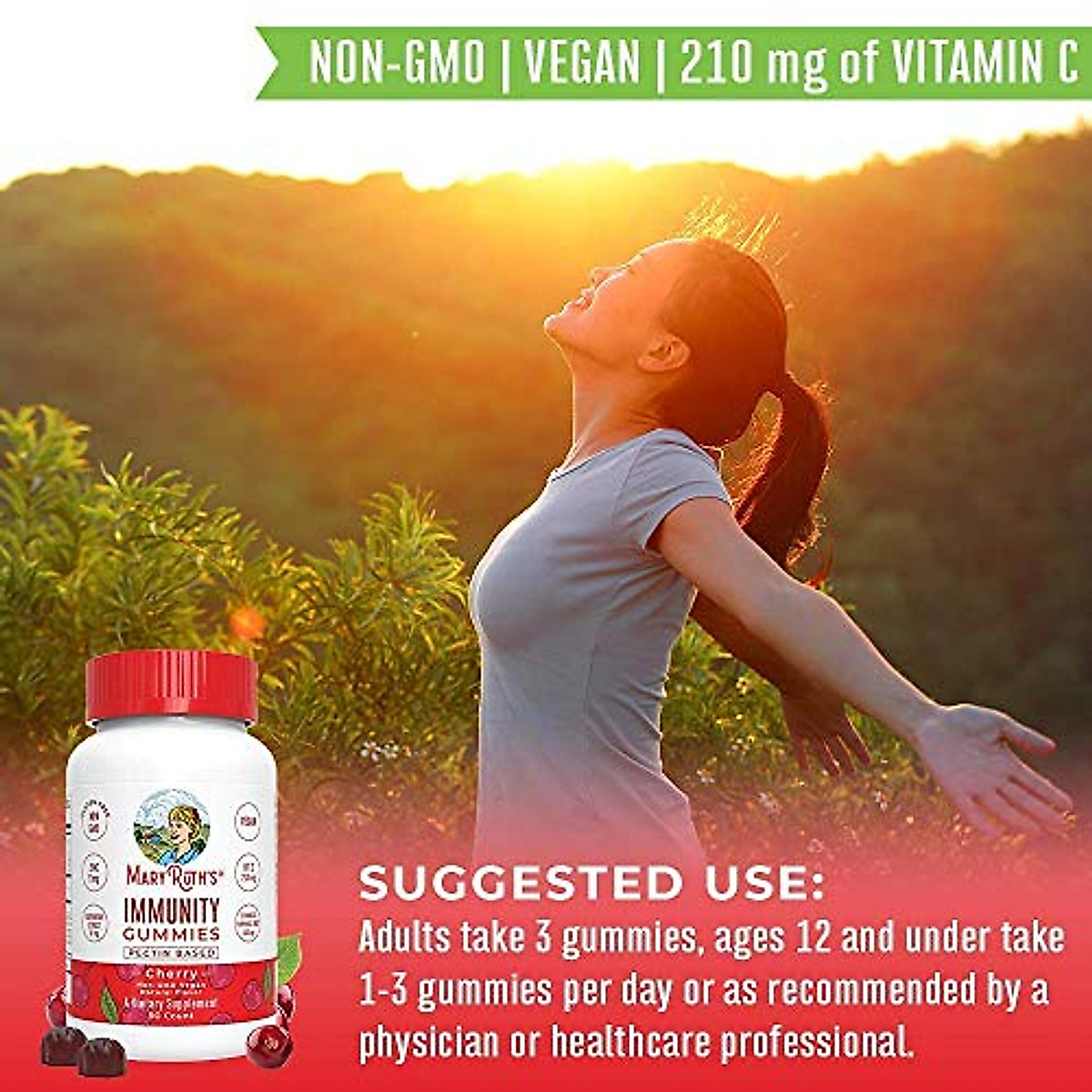 Vegan Vitamin D3 & Elderberry Gummies Bundle by MaryRuth's | Vitamin D3 Gummies (Plant Based) for Kids & Adults, 1000 IUs, 60ct | Immunity Gummies Elderberry 5-in-1 for Kids & Adults, Cherry 90ct