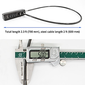 Zolunu Combination Lock Cable Security Steel Cable Luggage Lock Weatherproof with Resettable Code, Braided Steel Coated Anti-Theft Cable Lock