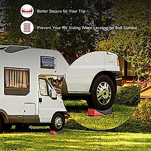 Rophor Camper Levelers, RV Leveling Blocks Ramps Kit for Travel Trailer, Include Two Curved Levelers, Two Chocks, Two Anti-Slip Mats and Carrying Bag, Up to 35,000 lbs