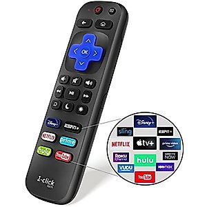 1-clicktech Remote for Roku TV, Compatible for TCL HISENSE ONN Sharp Hitachi Element Westinghouse LG Sanyo JVC Magnavox - All Built-in Roku TV [Not for Roku Stick]