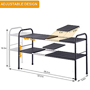 AJSWISH Under Sink Organizers and Storage, Expandable Kitchen Cabinet Shelf Organizer Rack with Removable Panels for Kitchen Bathroom Storage 2-Tier 8 Panels