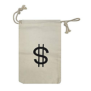 Sanrich 20 Pack Money Bags Drawstring Pouches Goody Bag 4.3 x 6.6 inches Canvas Dollar Favor Bags For Themed Birthday Party