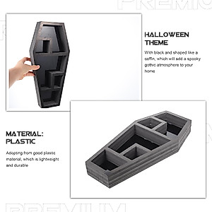 Beaupretty Coffin Storage Rack Table Top Shelves Curio Shelf Black Shelves Witchy Floating Shelf Coffin Brush Holder Casket Wall Storage Shelf Coffin Sundries Rack Gothic Style Coffin Rack