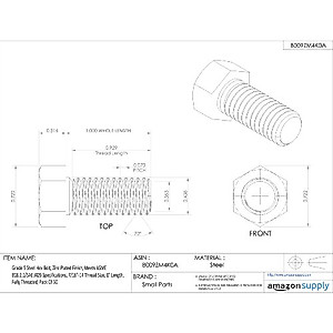 Steel Hex Bolt, Grade 5, Zinc Plated Finish, Hex Head, External Hex Drive, Meets ASME B18.2.1/SAE J429, 2" Length, Fully Threaded, 3/8"-16 Threads (Pack of 50)