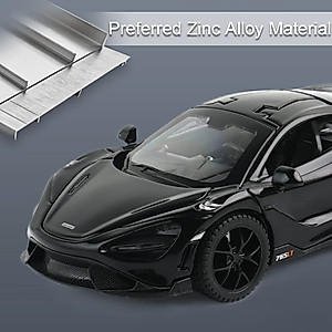 Diecast Toy Car McLaren 765LT Sports Car Model,Zinc Alloy Simulation Casting Pull Back Vehicles,1:32 Scale Mini Supercar Toys with Lights and Music for Toddlers Kids Children Gift (765LT-Black)