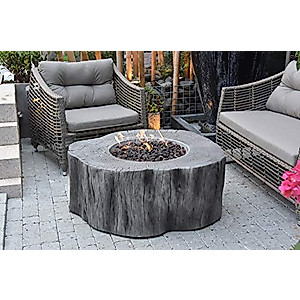Elementi Manchester Outdoor Gas Firepit Table 42 Inches Natural Gas Fire Pit Patio Heater Concrete High Floor Clearance Firepits Outside Electronic Ignition Backyard Fireplace Cover Lava Rock Included