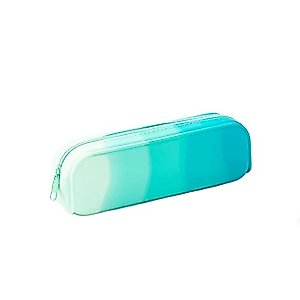 Fanhicy Silicone Pencil Case, Portable Waterproof Pencil Pouch Bag Gradient color Multifunctional for Pencils Makeup Organizer With Zipper for women - Green