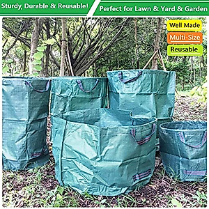 Professional 3-Pack 72 Gallons Yard Lawn Garden Bags (D26, H30 inches) with Coated Garden Gloves,Reusable Leaf Waste Bags,Patio Bags,Laundry Container,Gardening Trimmings Bag with 4 Handles