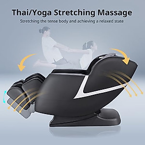 MYNTA 2024 Upgraded 3D Massage Chair, Full Body Massage Chair Recliner with Zero Gravity, Body Scan, Thai Stretch, Heat, Airbags, Bluetooth Speaker, Fully Assembled, MC2100 (Black)