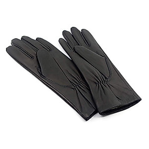 Harssidanzar Genuine Lambskin Leather Gloves For Women, Ladies Winter Warm Driving Leather Cashmere Lined gloves GL006,Black, M