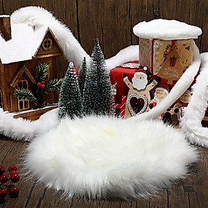 Christmas White Faux Fur Trim 3 Rolls 6 Yards Faux Fur Fabric Fluffy Ribbon Trim Furry Stripe Fake Craft Fur Trim Ribbon for DIY Craft Costume Boots Winter Christmas Tree Garland Decor, 3 Sizes