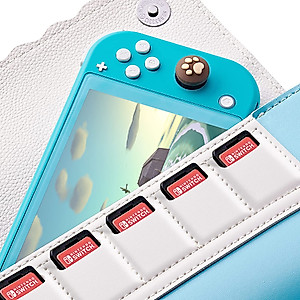 FUNLAB Case Compatible with Switch Lite,Ultra Slim Leather Clutch Case,Cute Carrying Case with Game Card Holder