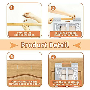 Msoesticc.dl Clear Hanging Handbag Purse Organizer with Zipper, Dustproof Hanging Closet Purse Organizer Space Saving Tote Bage Purse Storage Holder for Closet Wardrobe - 4 Easy Access Pockets (Grey)