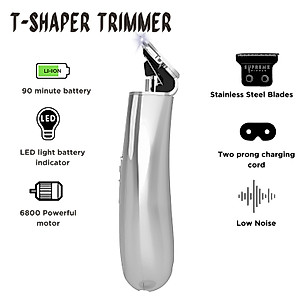 Supreme Trimmer Trimmer for Men ST5200 Professional Barber Hair Trimmer Cordless Clipper Liner Beard Trimmer (Silver)