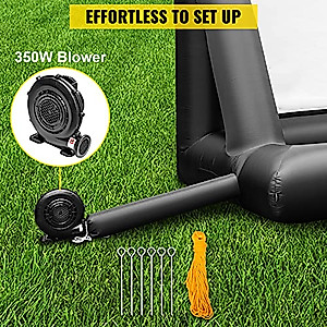 VEVOR Inflatable Movie Screen 24FT Inflatable Projector Screen for outside with 360W Air Blower Inflatable Screen Oxford Fabric Material Blow Up Screen for Outdoor Movie Supports Front/Rear Projection