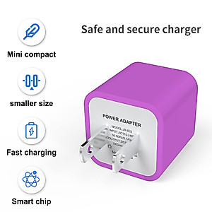 ZUQIETA iPhone Charger Cable, 3Pack (Apple MFi Certified) Data Sync Charging Cords with 3Pack USB Wall Charger Travel Plug Adapter Compatible iPhone 12 Pro/11 Pro/Xs/XR/X/8/8Plus and More-Purple