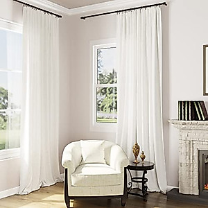 Natural Linen Curtains 84 Inch Length 2 Panels for Living Room Rod Pocket Semi Sheer Boho Bedroom Curtain Privacy Ivory Cream White Farmhouse Linen Curtain Drapes Floor Length 84 Inches Long 7 FT