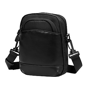 Men's Casual Shoulder Bag Multi-Pocket Oxford Cloth Crossbody Bags Lightweight Small Messenger Bag for Work Commuting (Black)
