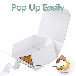 HAPPY POTATO Gift Box with Ribbon 9x6.5x3.8 Inches, White Gift Box with Lid and Ribbon, Bridesmaid Proposal Box, Magnetic Gift Box for presents (Glossy White)