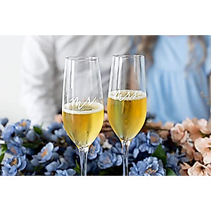 Pearhead Mr. & Mrs. Champagne Flute Set, Wedding Toasting Glasses, Wedding Champagne Glasses, His and Hers Wedding Day Glasses, Wedding or Bridal Shower Gift Idea