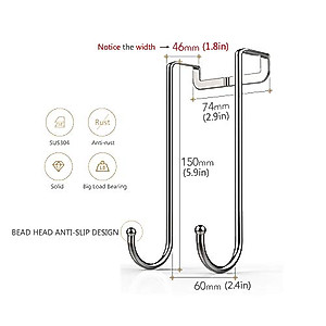Dalanpa 1kuan Over Door Hook Heavy Duty Hooks for Hanging - Single Hook Loads up to 50lbs for Kitchen, Bathroom, Bedroom and Office - Pack of 3